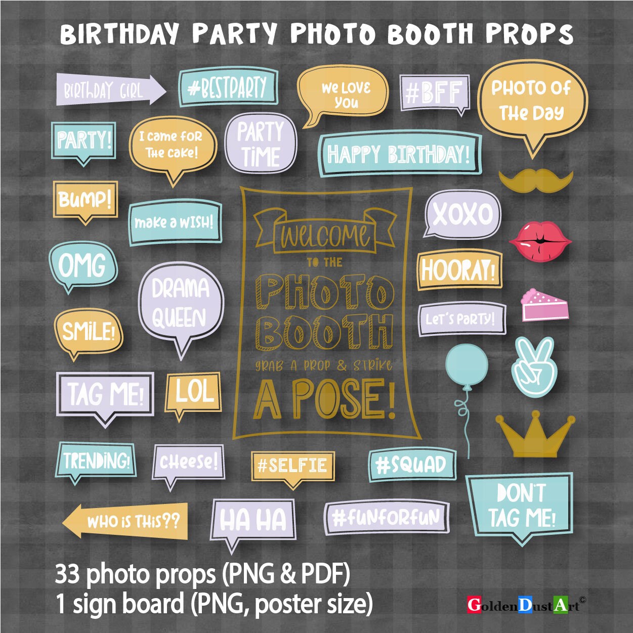 Birthday Party Photo Booth Props, Birthday Party Props, Birthday Party ...