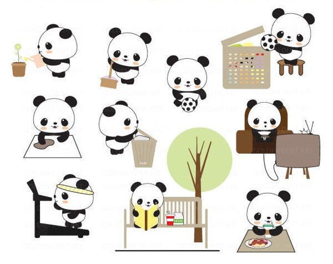 Premium Vector Clipart Kawaii Panda Cute Pandas Planner Addict Clipart ...
