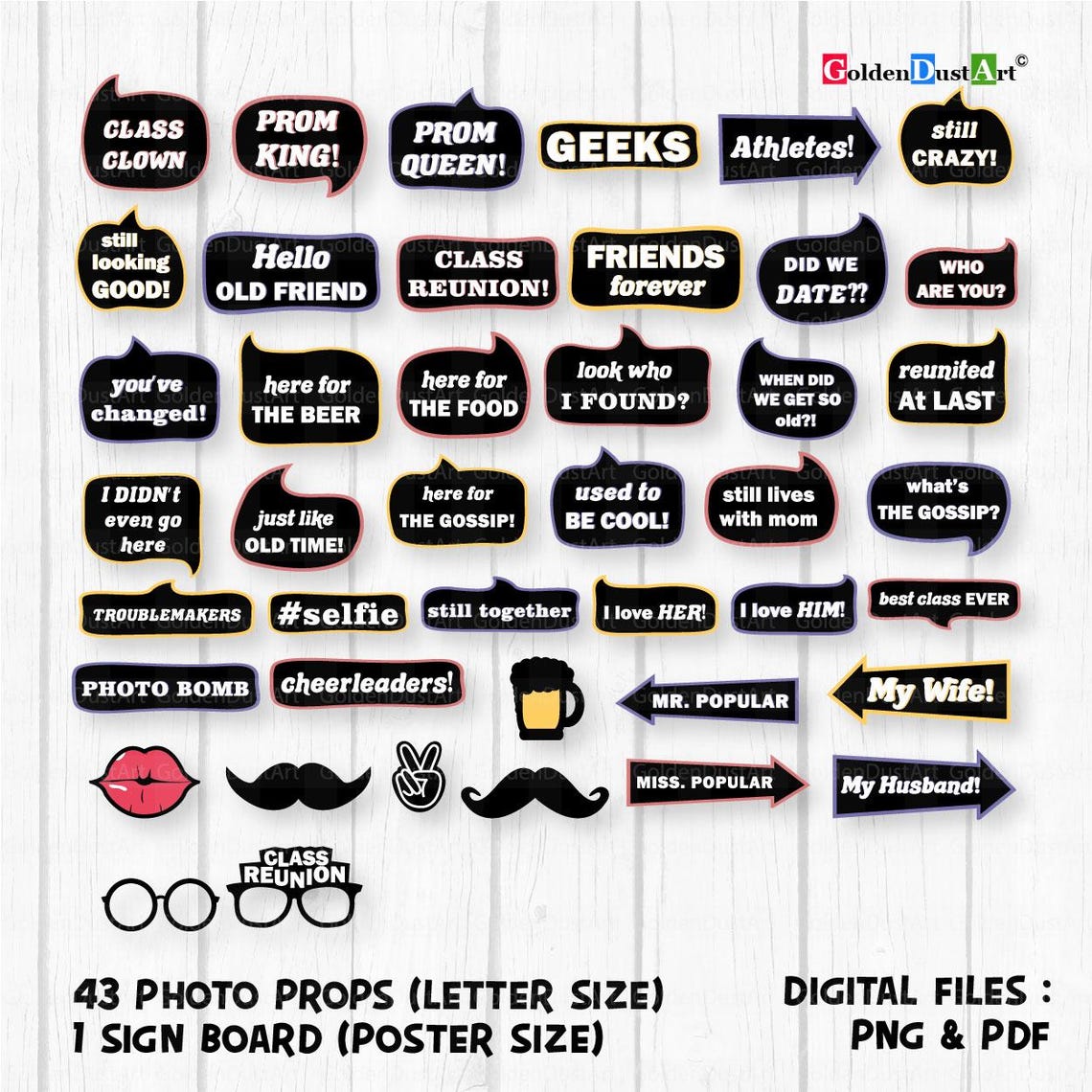 Reunion Party Properties, Class Reunion Photo Booth Props, School ...
