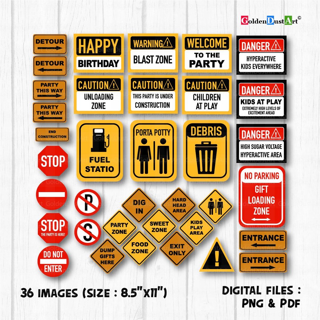 Construction Birthday Party Printables, Construction Road Signs, Boys ...