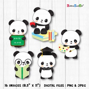 Back to School Clipart, Panda Back to School, Kawaii Back to School ...