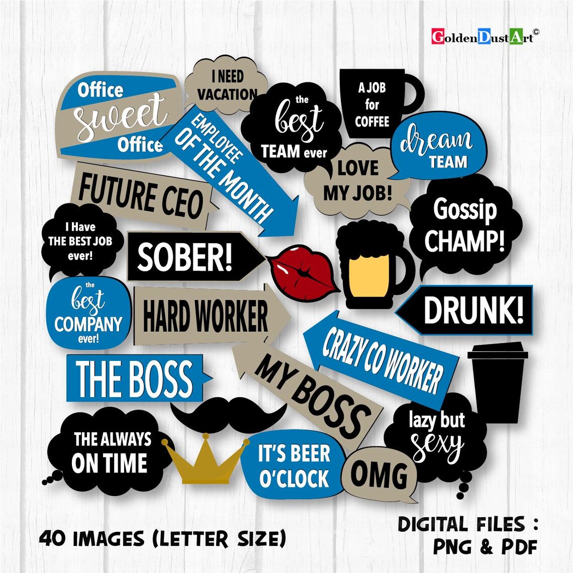 Office Party Photo Booth Props, Office Party Props, Office Photo Props ...