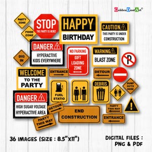 Construction Birthday Party Printables, Construction Road Signs, Boys ...
