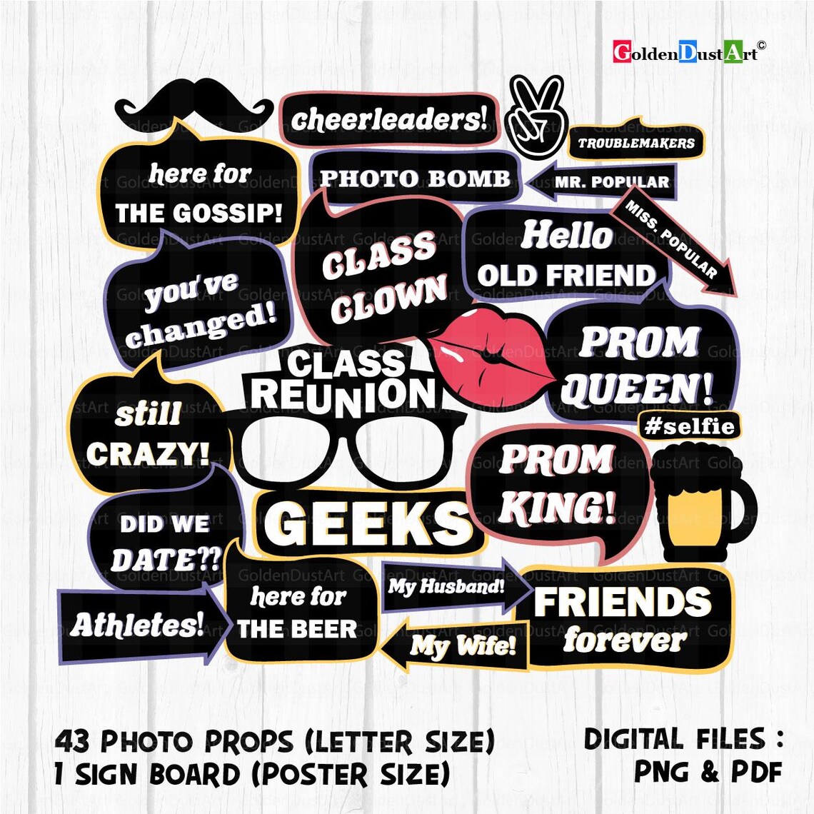 Reunion Party Properties, Class Reunion Photo Booth Props, School ...