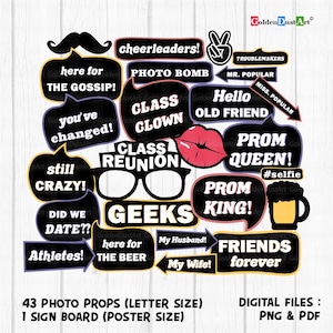 Reunion Party Properties, Class Reunion Photo Booth Props, School ...