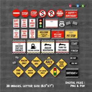 Racing Car Party Signs, Race Car Party Signs, Racing Signs, Race Car ...