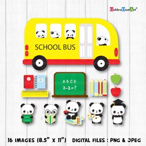 Back to School Clipart, Panda Back to School, Kawaii Back to School ...