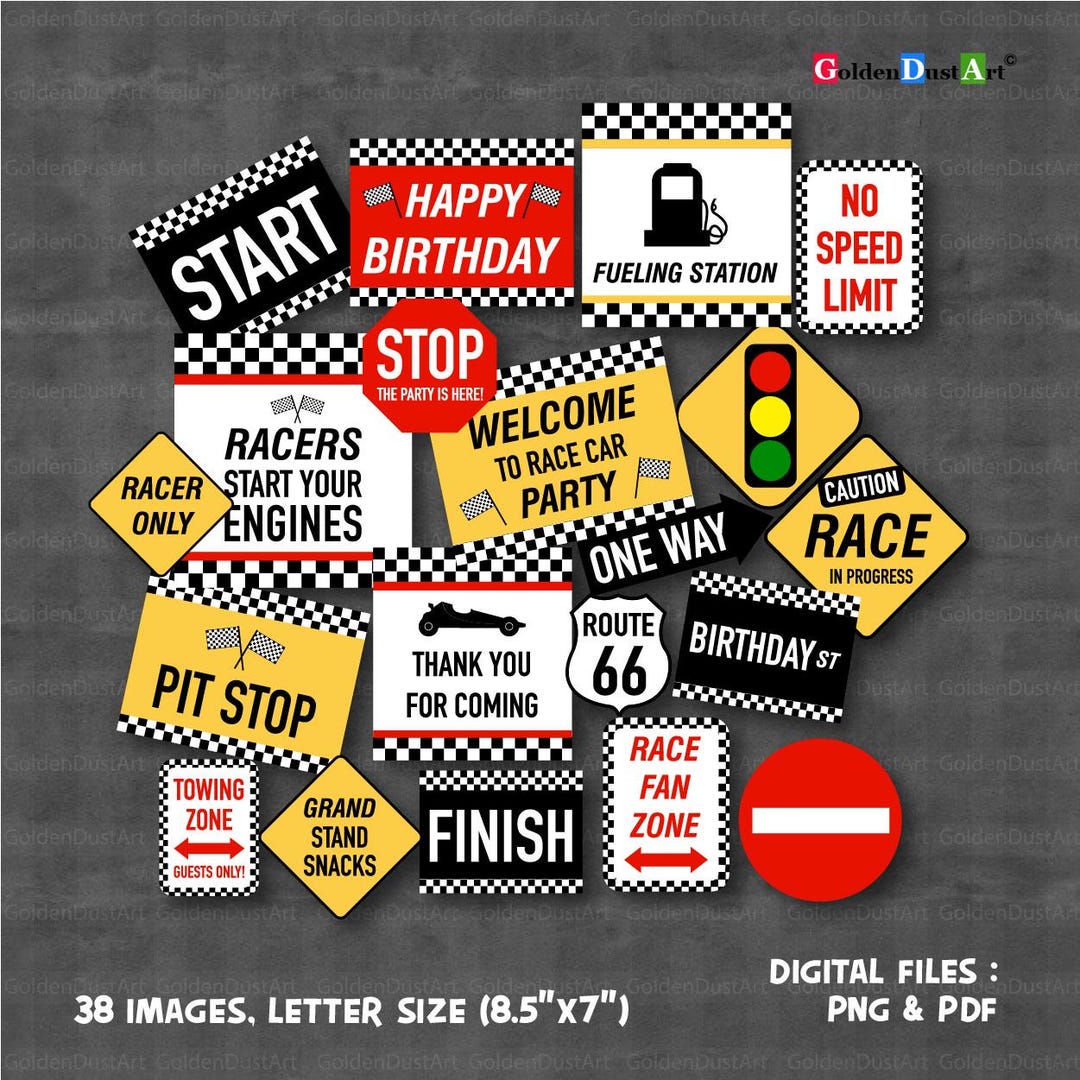 Racing Car Party Signs, Race Car Party Signs, Racing Signs, Race Car ...