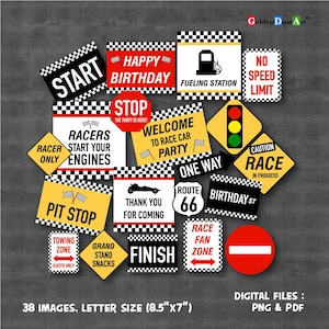 Racing Car Party Signs, Race Car Party Signs, Racing Signs, Race Car ...