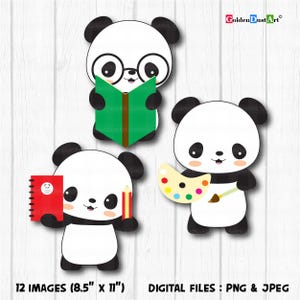 Panda Back to School, Back to School Clip Art, School Supplies Clipart ...