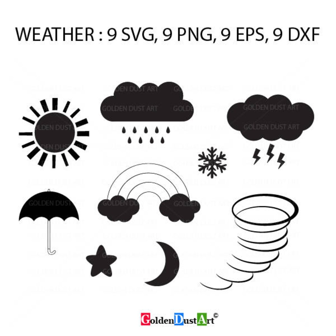 Weather SVG Weather Clip Art Set Weather Vector Instant - Etsy