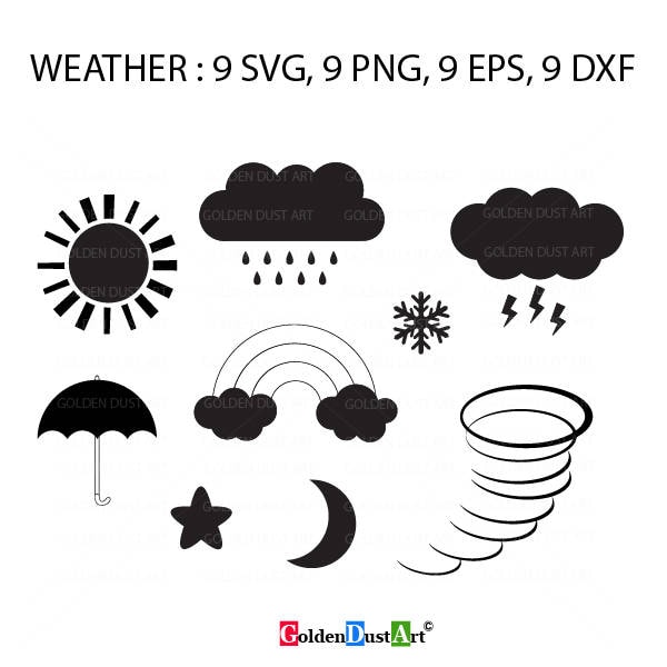Weather SVG Weather Clip Art Set Weather Vector Instant - Etsy