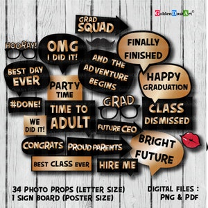 Graduation Photo Booth Props, Graduation Party Props, Graduation Photo ...