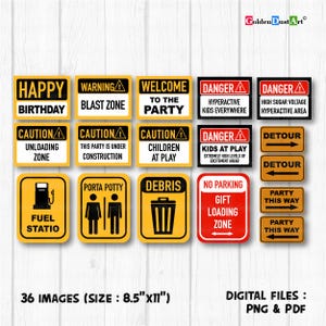 Construction Birthday Party Printables, Construction Road Signs, Boys ...