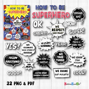 Superhero Classroom Rules Poster, Superhero Class Rules PNG, Superhero ...