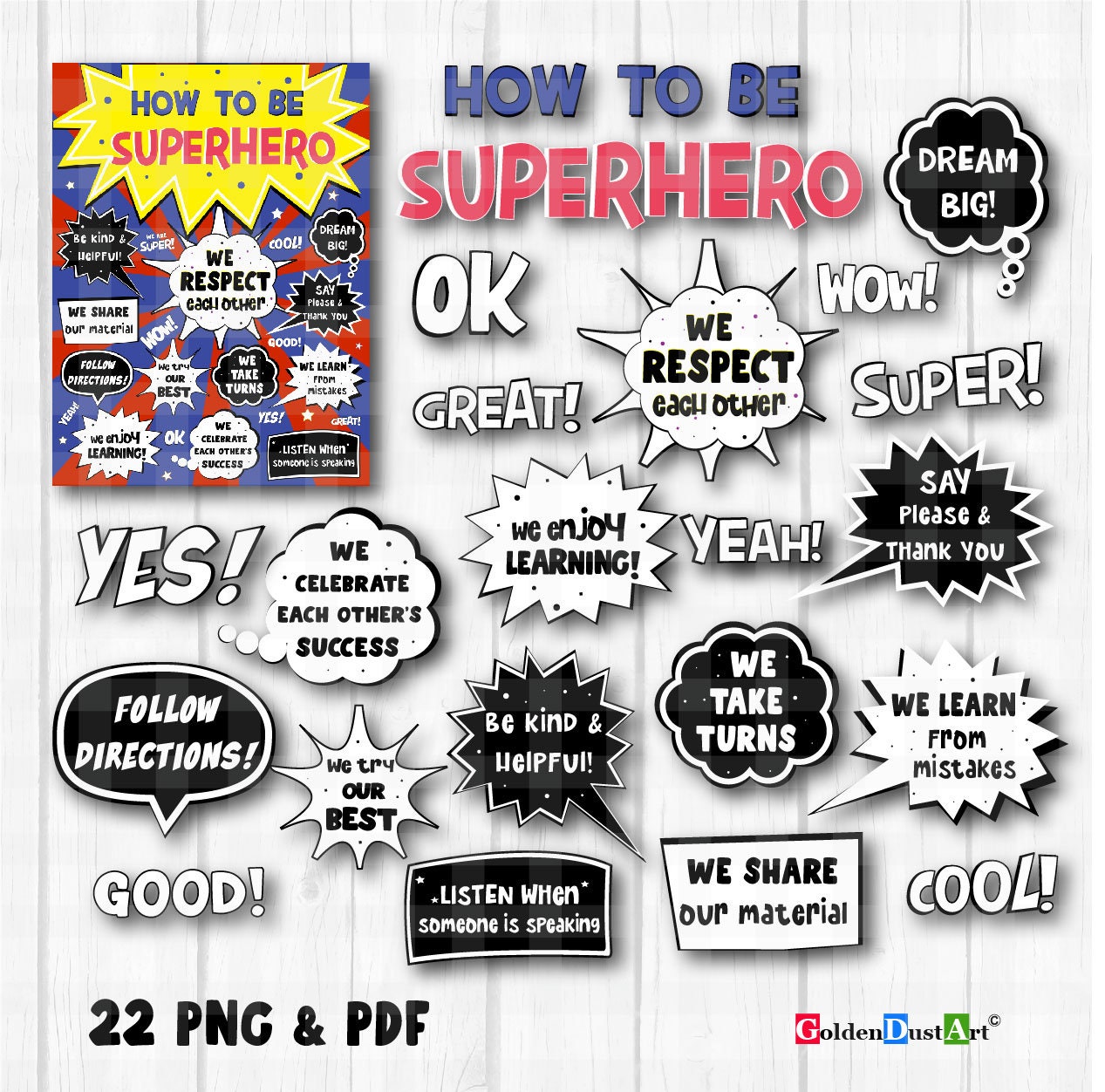 Superhero Classroom Rules Poster, Superhero Class Rules PNG, Superhero ...