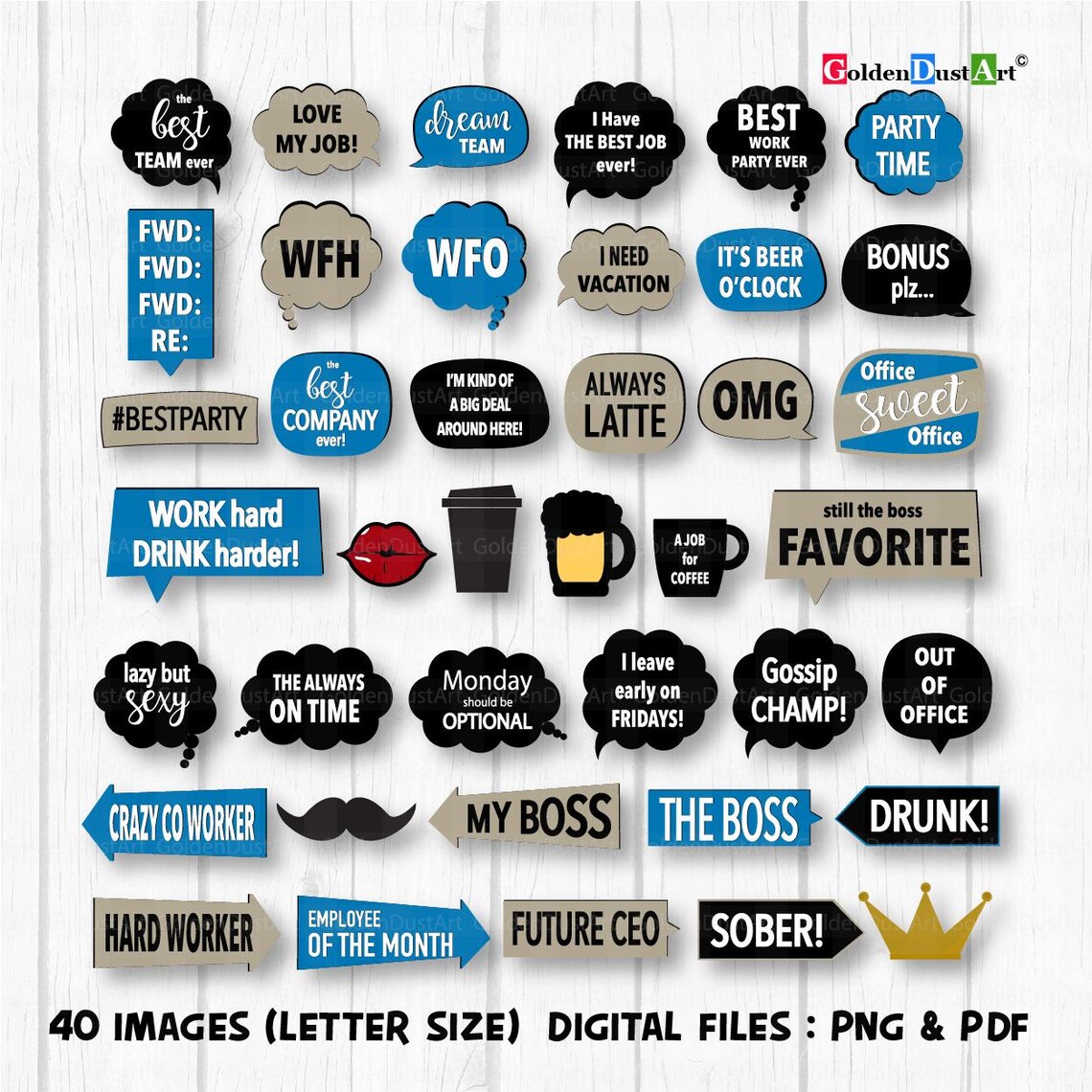 Office Party Photo Booth Props, Office Party Props, Office Photo Props ...