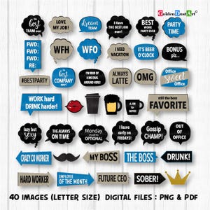 Office Party Photo Booth Props, Office Party Props, Office Photo Props ...