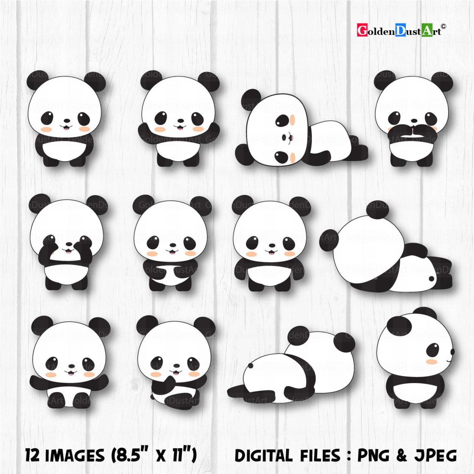 Panda Clip Art, Panda Clip Art, Panda Clipart, Cute Panda, Kawaii Panda ...