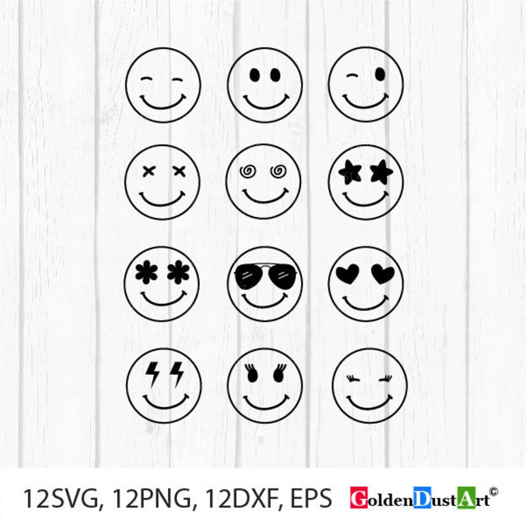 Smiley Face Svg, Smiley Face Clipart Bundle, Emoji Svg, Happy Face Svg ...