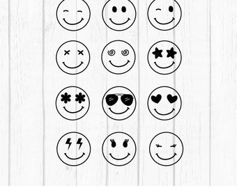 Smiley Face Svg Emoji Png Happy Vector Print - Etsy