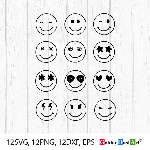 Smiley Face Svg Smiley Face Clipart Bundle Emoji Svg Happy - Etsy