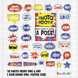 Superhero Photo Booth Props, Superheroes Photo Booth Props, Superhero ...