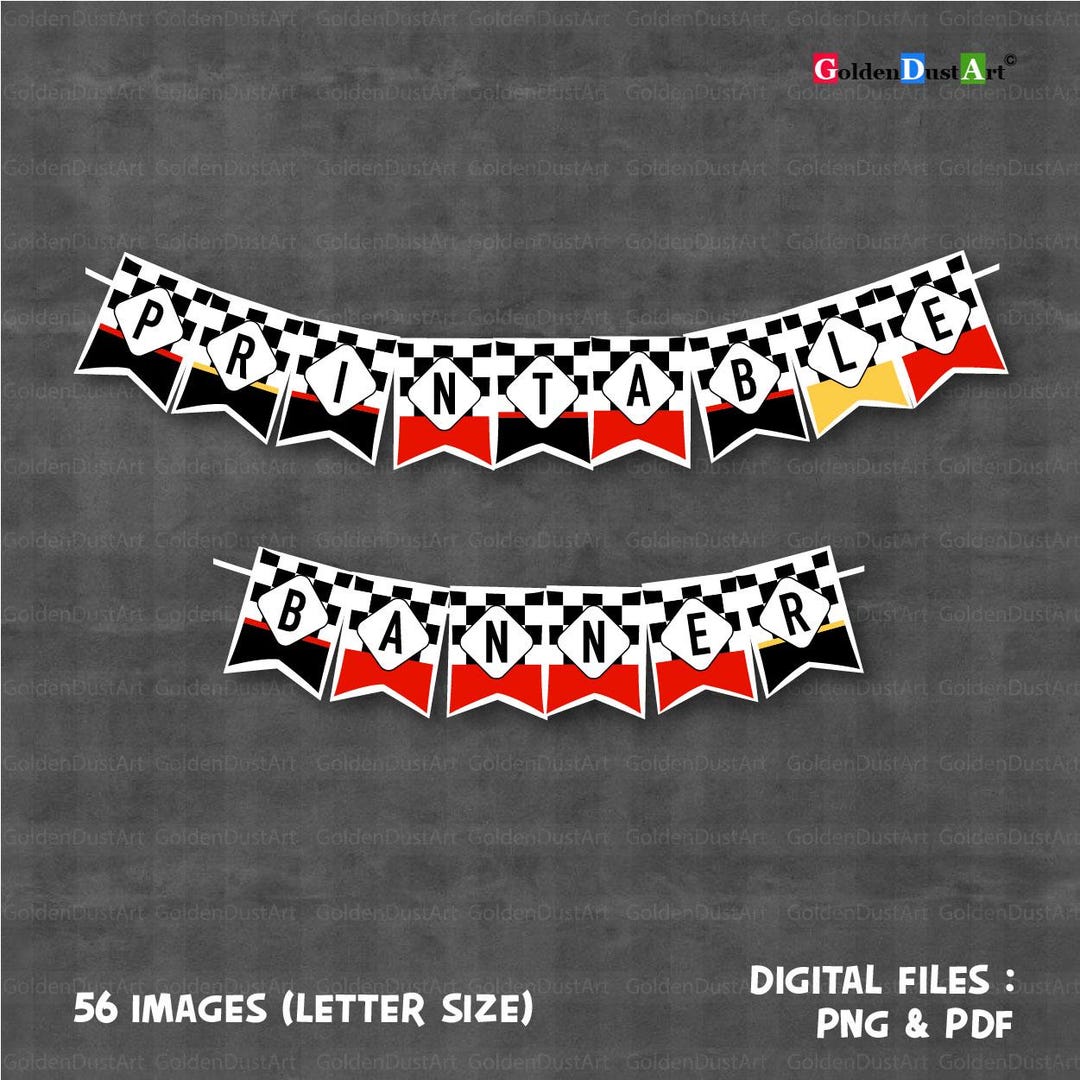 Printable Race Car Birthday Banner, Race Car Banner, Race Car Bunting ...