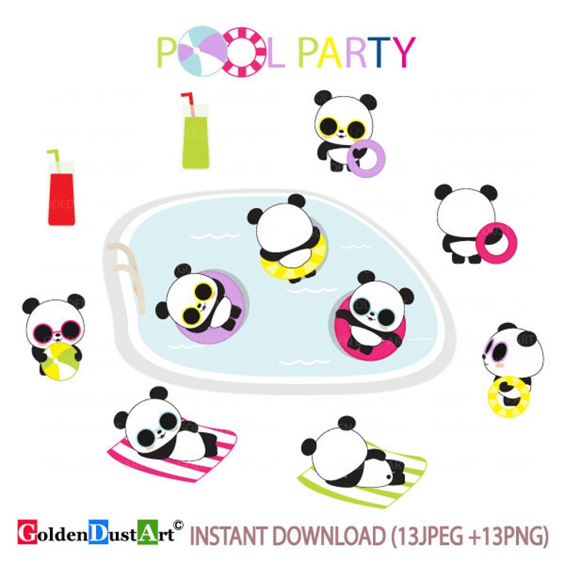 POOL Party Clipart Summer Party Clipart Summer Clipart - Etsy