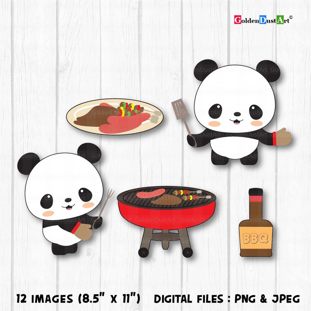 BBQ Party Clipart, Bbq Clipart, Grill Clipart, Kawaii Panda, Cute Panda ...