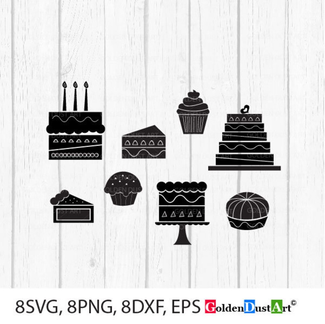 Cakes SVG, Cake Clip Art Set, Cake Vector, Cake Silhouette, Instant ...