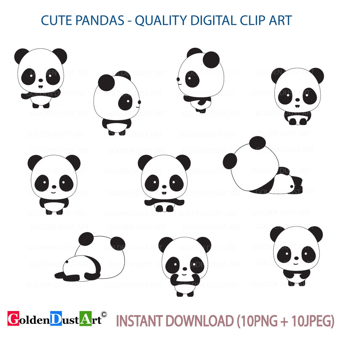 Cute Panda Clip Art Panda Clip Artpanda Clipart Cute Panda - Etsy