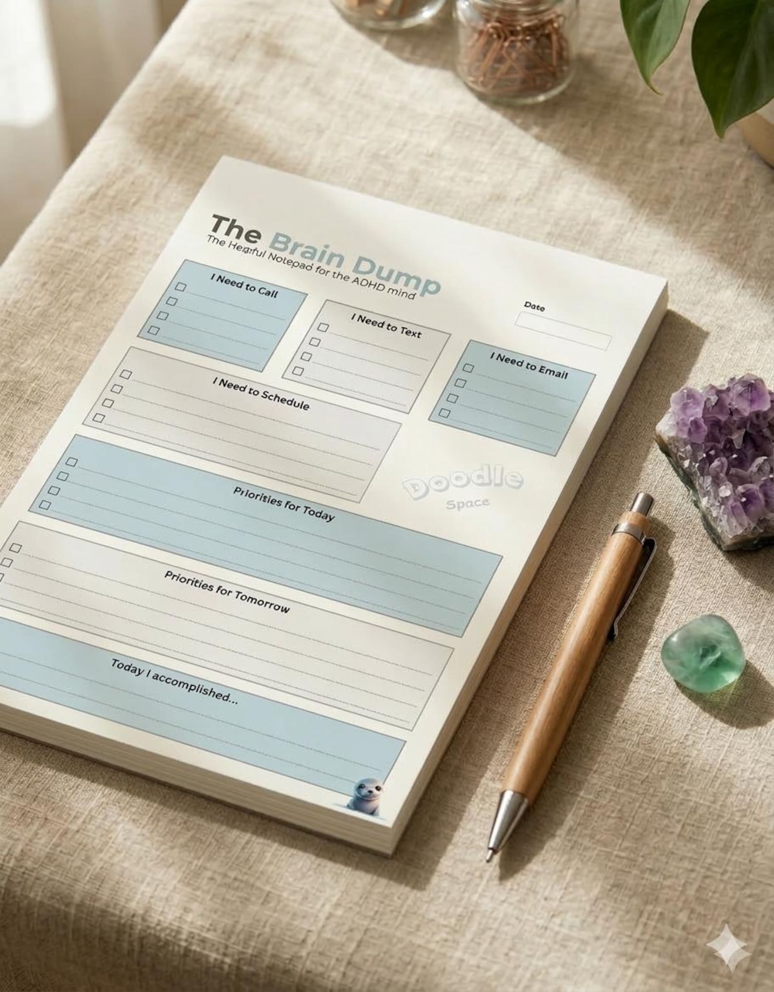 ADHD Brain Dump Notepad – Daily Planner for Executive Dysfunction ...