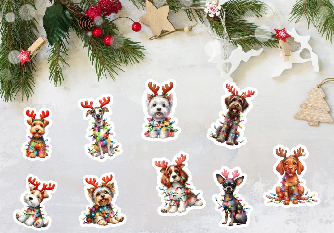 Dog Christmas Stickers - Etsy