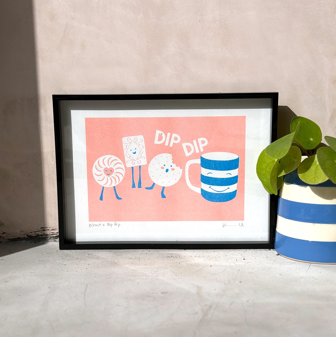 Biscuit and Dip Risograph Print: Signed A4 Pop Art - Etsy