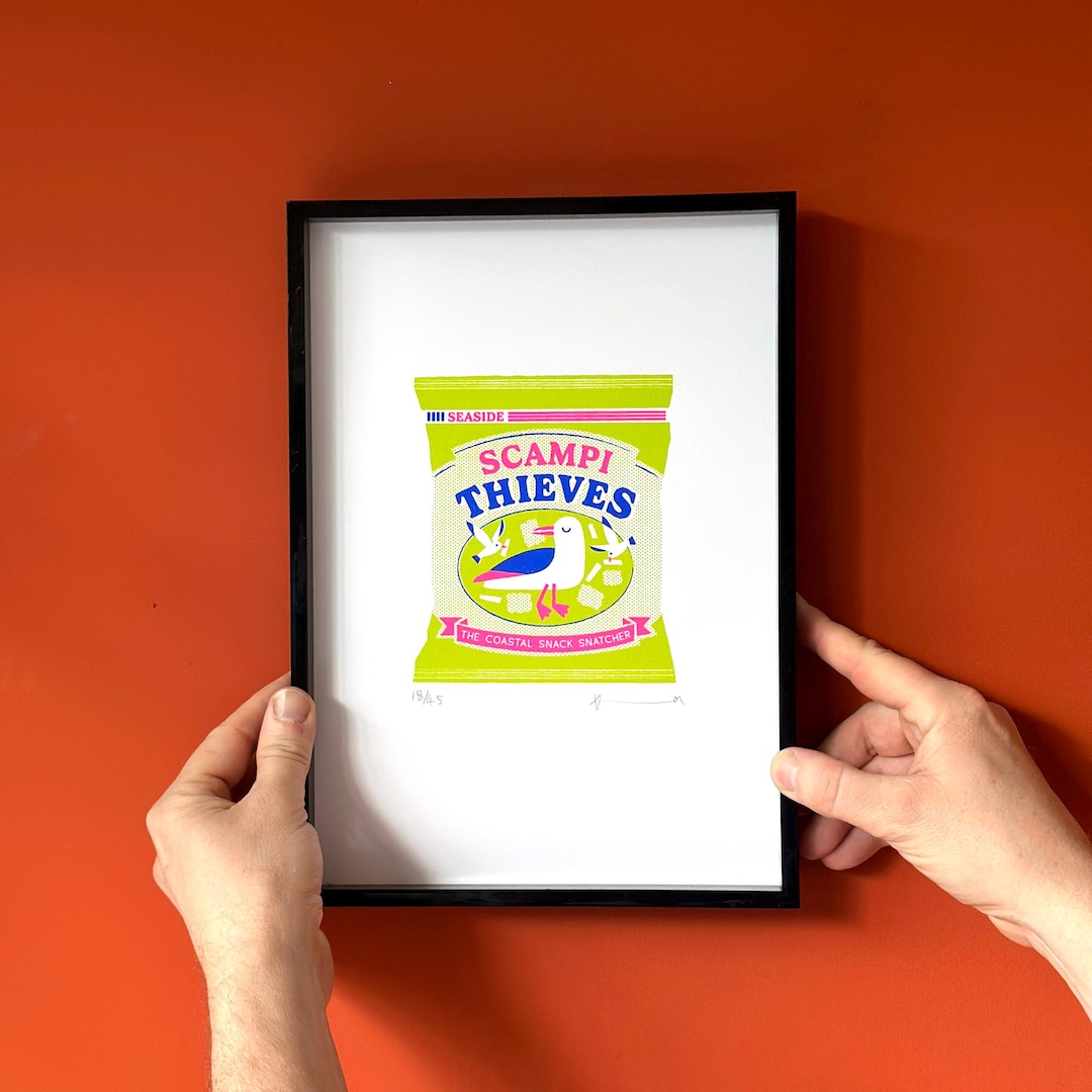 Scampi Thieves Screen Print: Signed Limited Edition A4 Art Scampi Fries ...