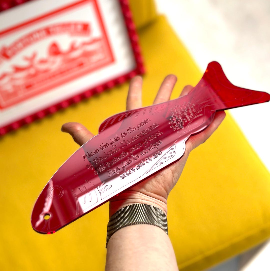 Miracle Fish Fortune Teller Gift Set: A4 Riso Print & Red Acrylic Art ...