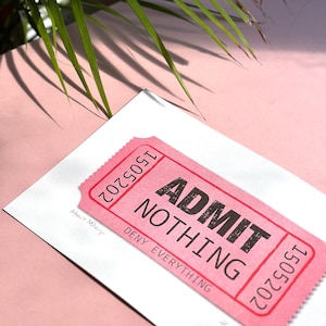 Admit Nothing Ticket Risograph Print: Signed Pop Art, A4 Size - Etsy