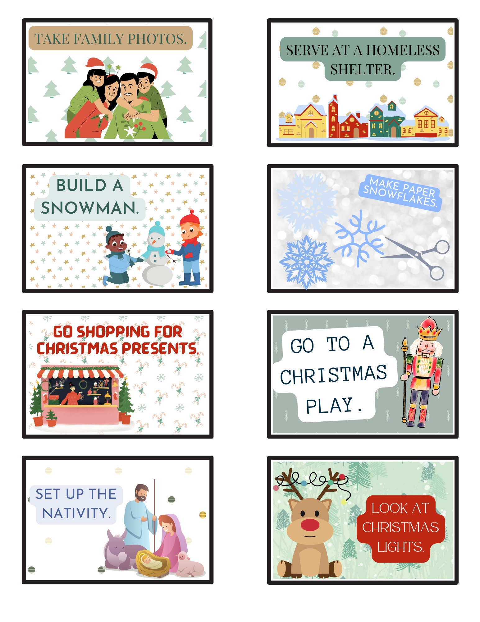 Advent Calendar Cards Printable / Christmas Advent Calendar for Kids ...