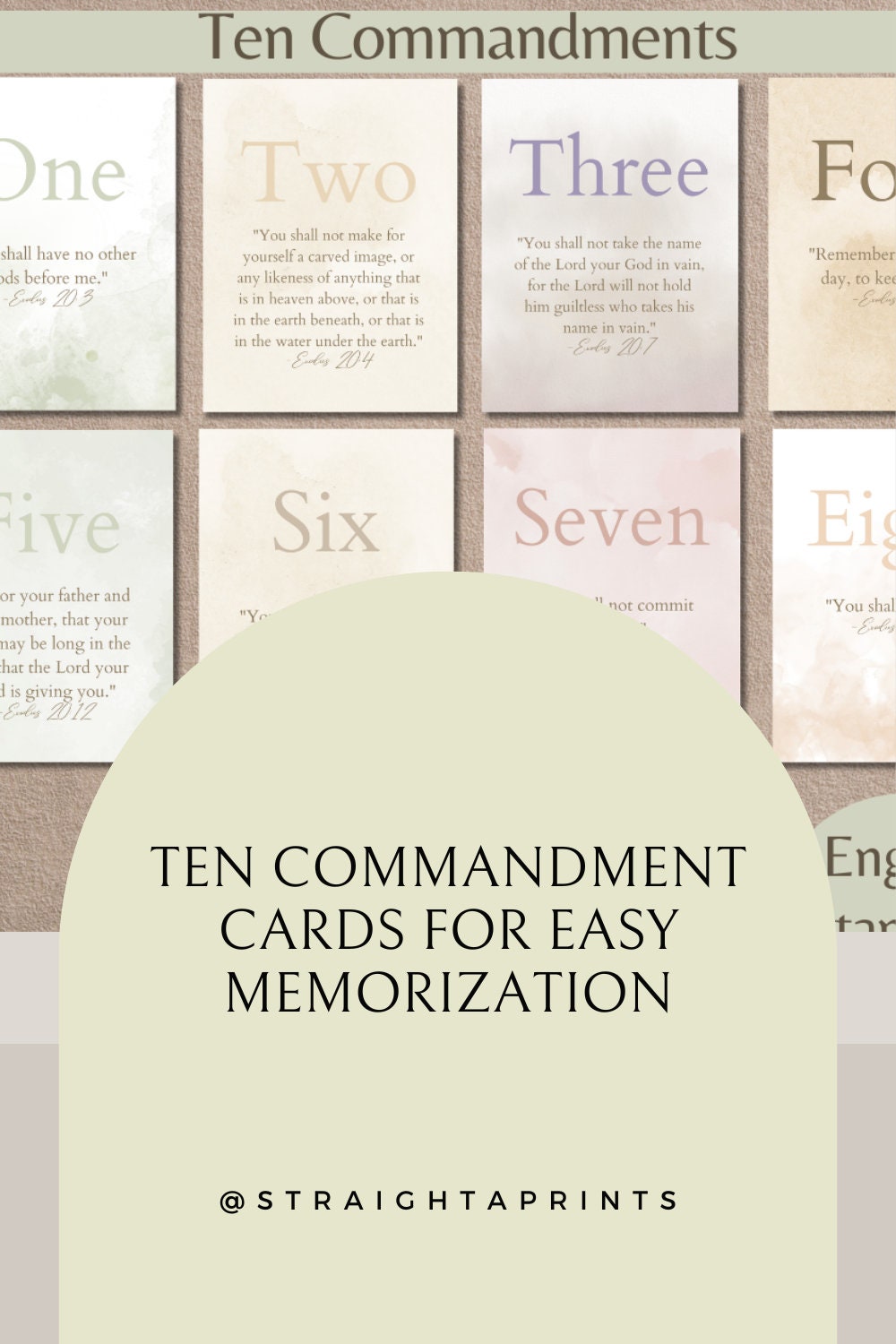 10 Commandment Cards Bible Verse Cards Scripture Memorization Cards ...