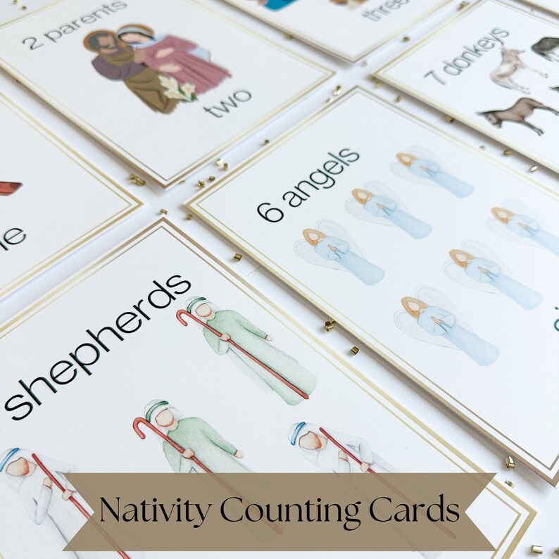 Nativity Counting Cards Nativity Scene Advent Cards Kids Homeschool ...