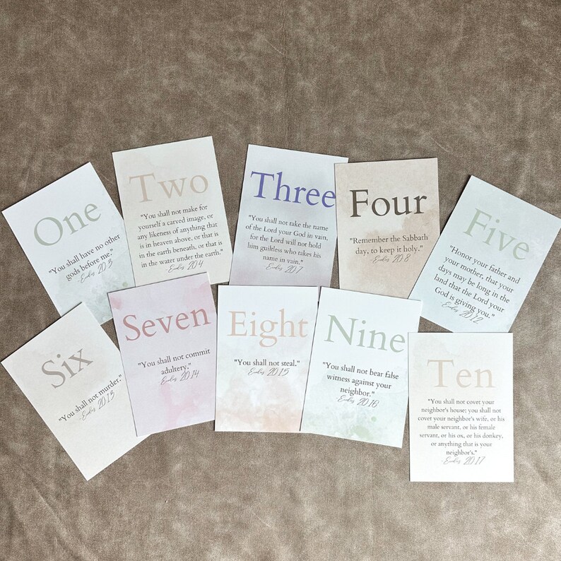 10 Commandment Cards Bible Verse Cards Scripture Memorization Cards ...