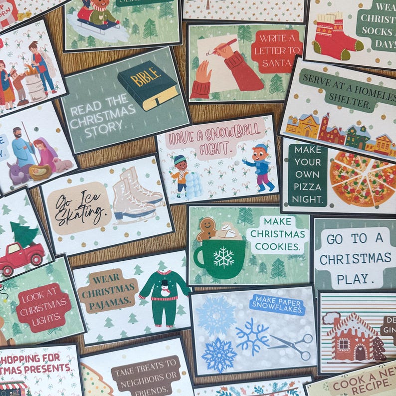 Advent Calendar Cards Printable Christmas Activities Calendar for Kids ...