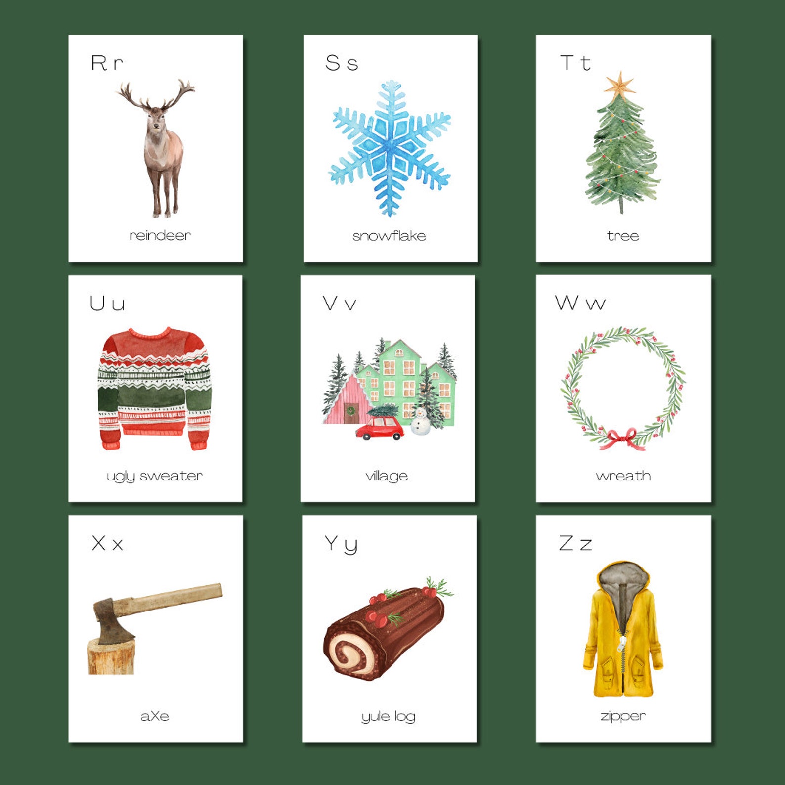 Winter Christmas Bundle Winter Flashcards ABC Activity Flash Cards ...