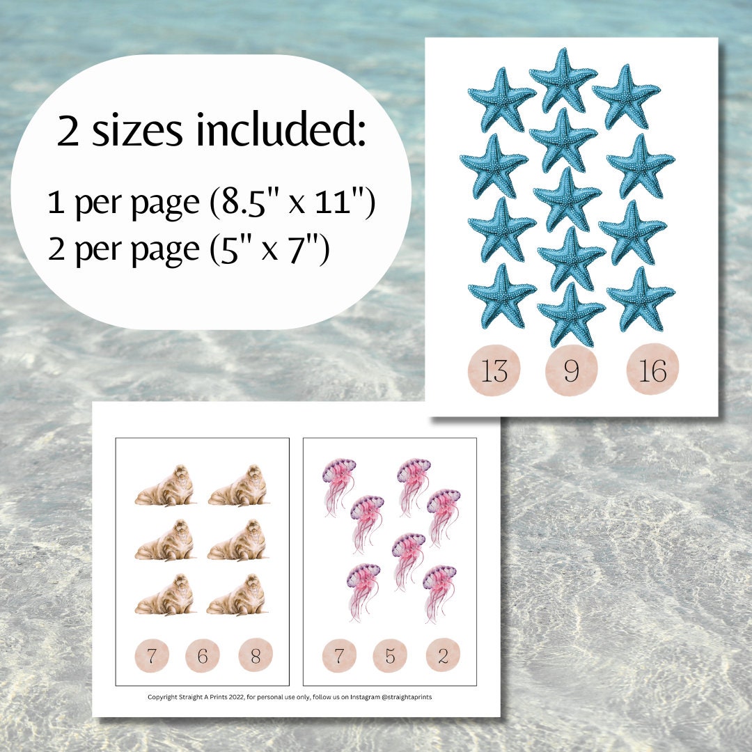 Ocean Count and Clip Cards Counting Activity Ocean Flashcard Bundle ...