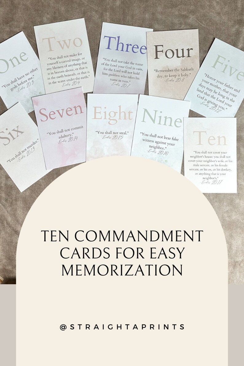 10 Commandment Cards Bible Verse Cards Scripture Memorization Cards ...