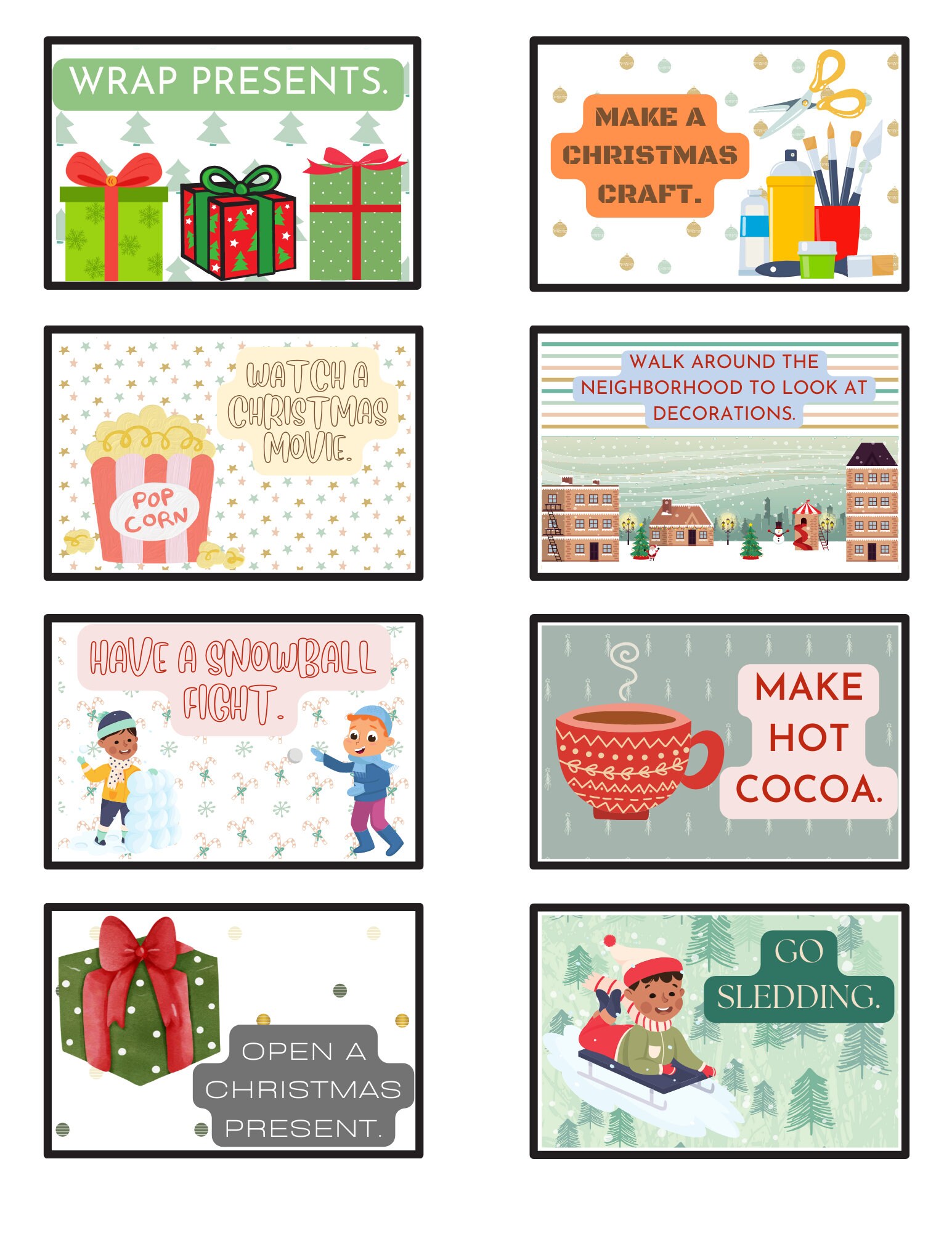 Advent Calendar Cards Printable / Christmas Advent Calendar for Kids ...
