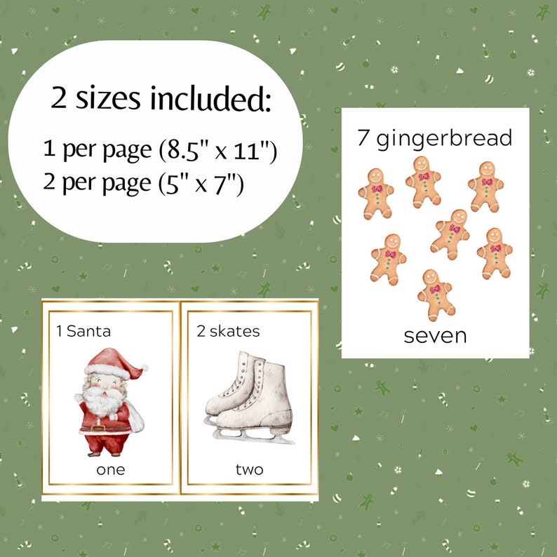 Christmas Counting Cards Printable: Holiday Preschool Flashcards ...