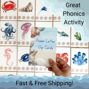 Ocean Letter Clip Cards English Alphabet Ocean Flashcards Elementary ...