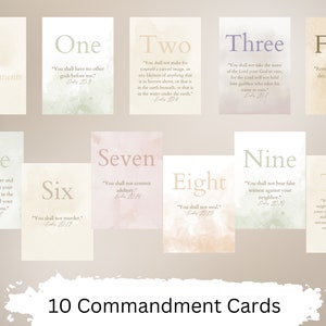 10 Commandment Cards / Bible Verse Cards / Scripture Memorization Cards ...